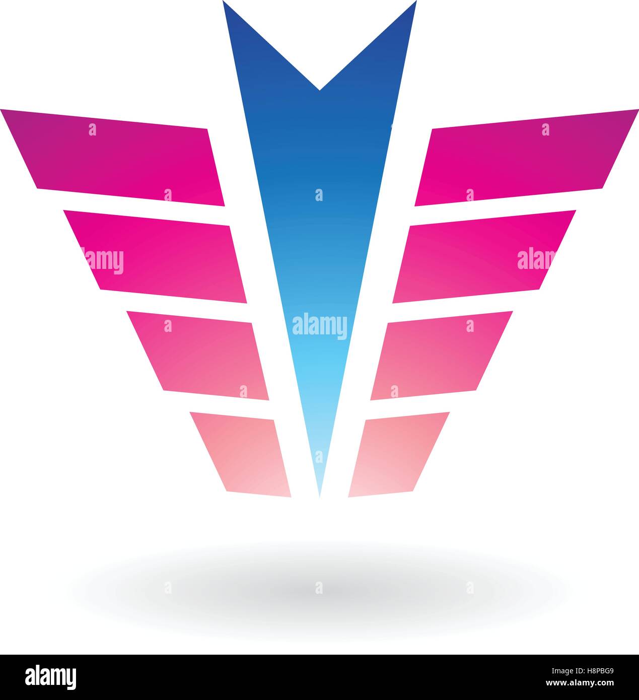 Vector Illustration of an Arrow and Wing Shaped Abstract Icon isolated ...