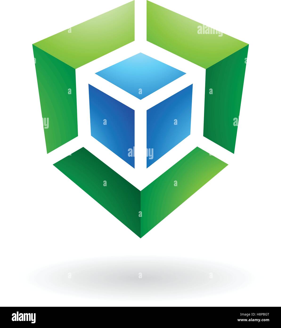 Vector Illustration of a Cube Shaped Abstract Icon isolated on a white ...