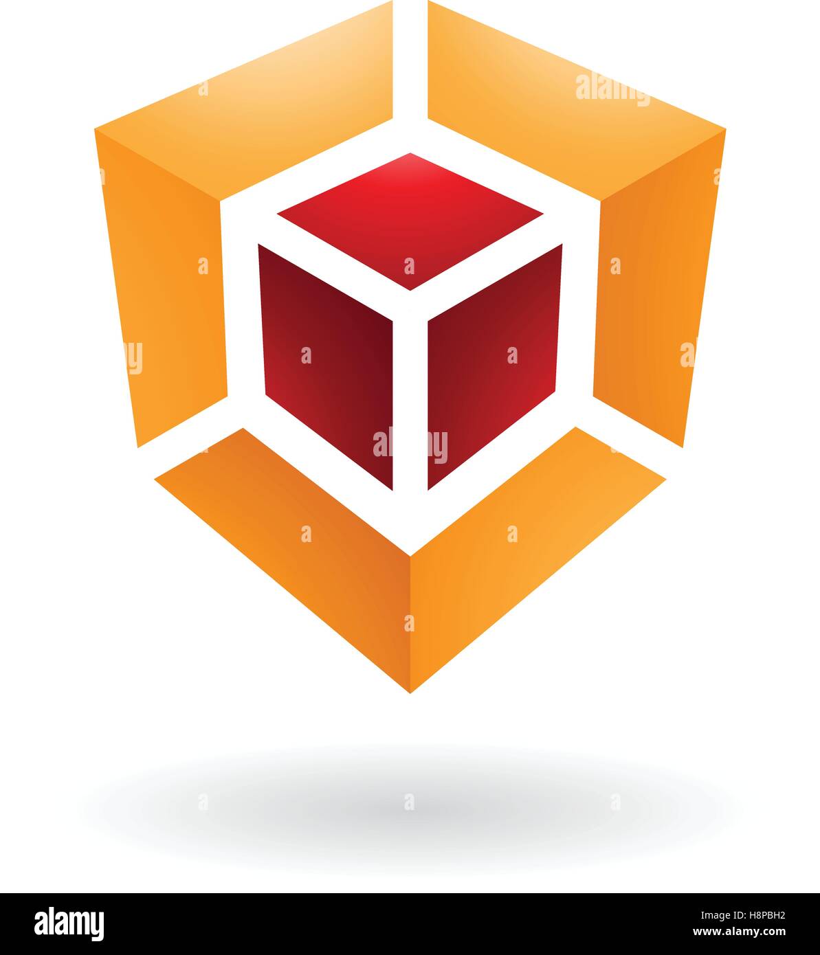 Vector Illustration of a Cube Shaped Abstract Icon isolated on a white ...