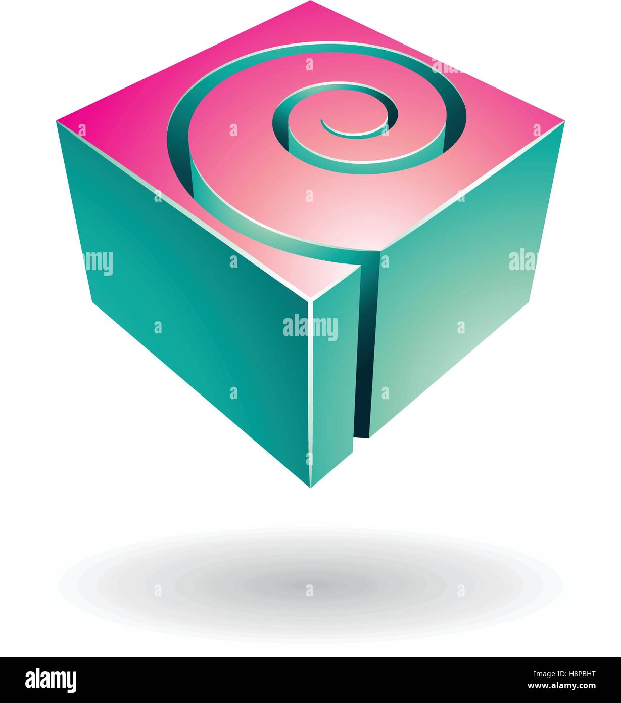 Vector Illustration of a Cubical Spiral Shape Abstract Icon isolated on ...