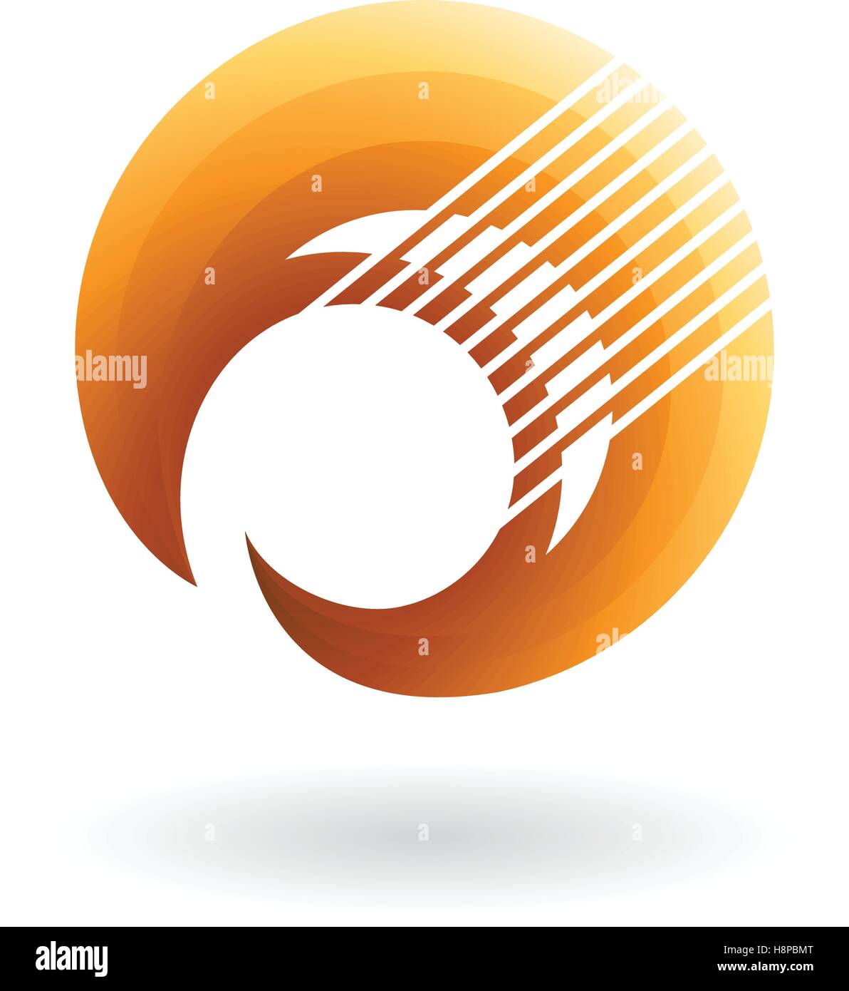 Vector Illustration of a Crescent Shaped Striped Abstract Icon isolated ...