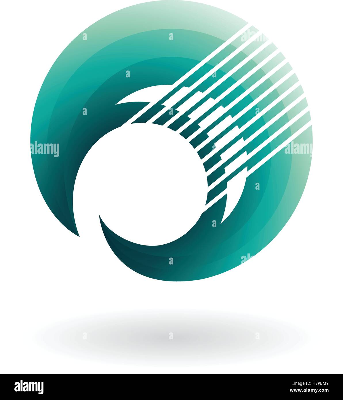 Vector Illustration of a Crescent Shaped Striped Abstract Icon isolated ...