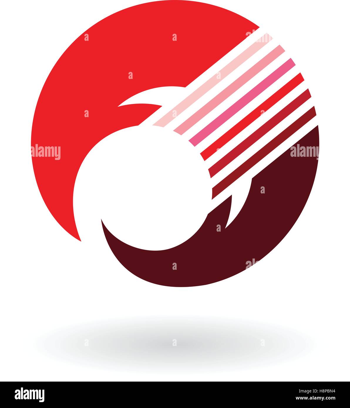 Vector Illustration of a Crescent Shaped Striped Abstract Icon isolated ...