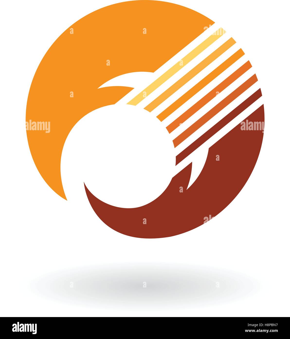 Vector Illustration of a Crescent Shaped Striped Abstract Icon isolated ...