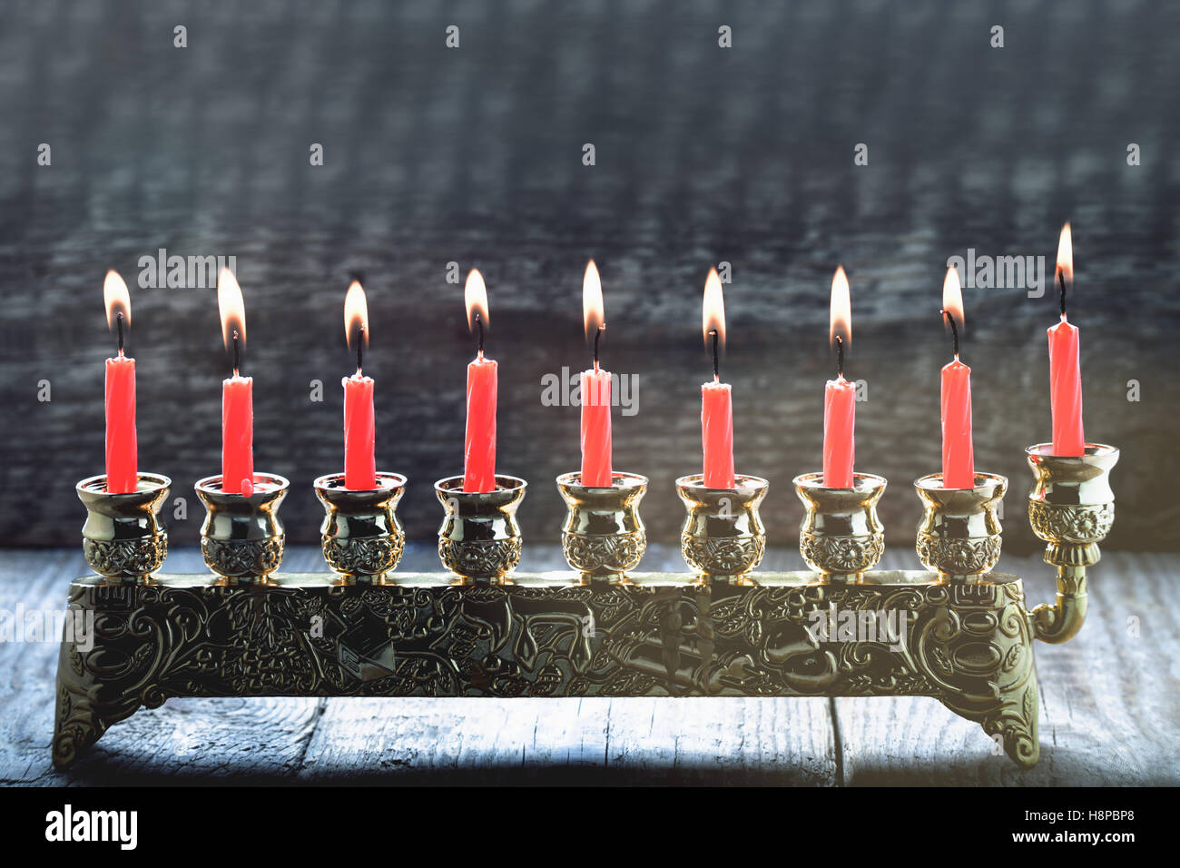 The Symbols of Hanukkah - nine-branched mehorah Hanukiah Stock Photo ...