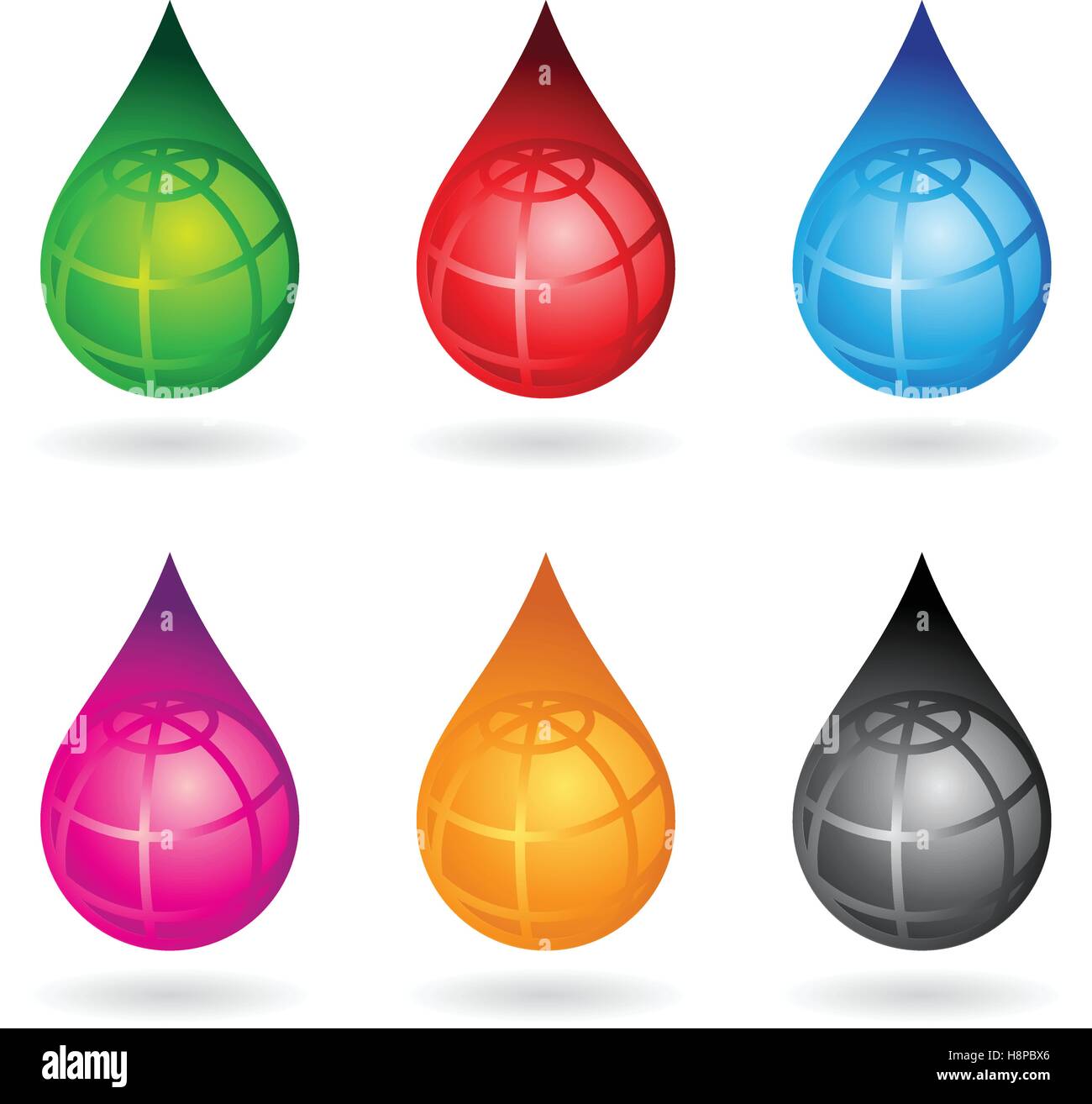 Vector Illustration of Earth Shaped Water Drops isolated on a white ...