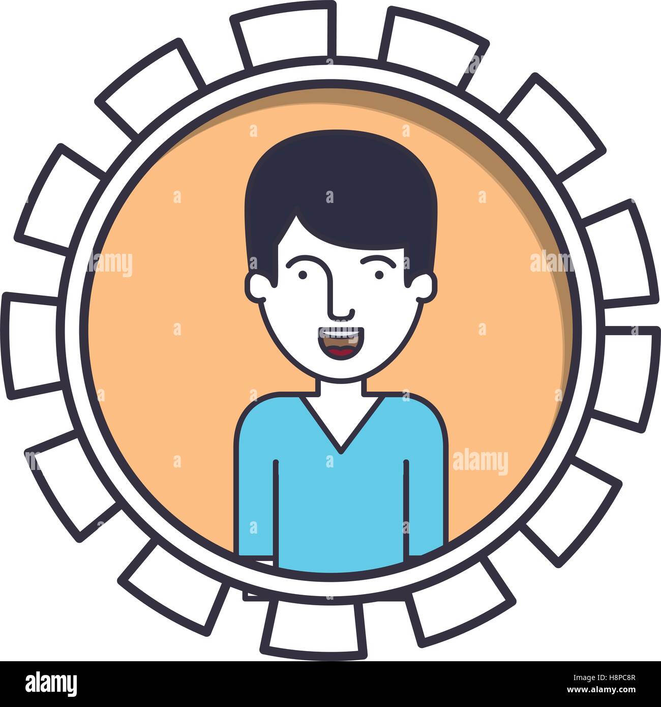 Man cartoon inside circle icon. Male avatar person human and people ...
