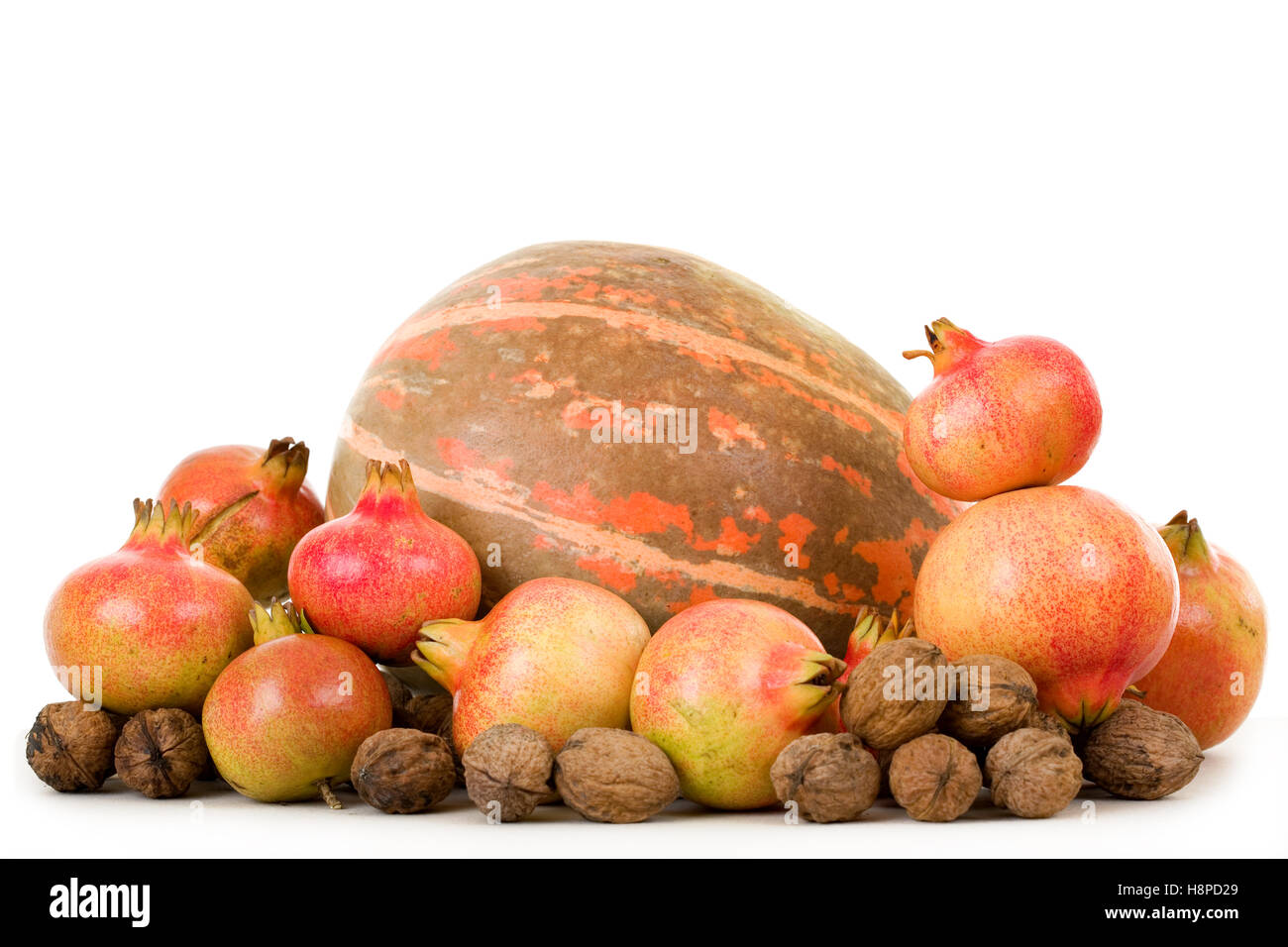 Autumn nature fruits concept. Fall fruits on a white background, studio ...