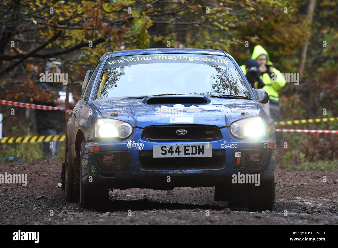 A rally car on the Crabtree stage of the 2016 Wyedean Rally in the ...