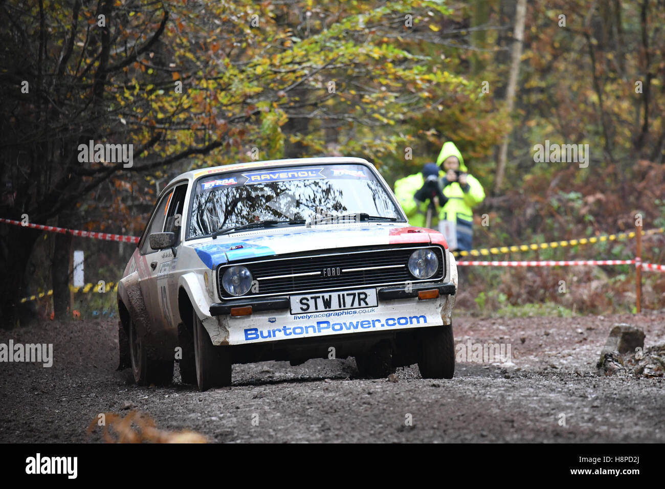 A rally car on the Crabtree stage of the 2016 Wyedean Rally in the ...