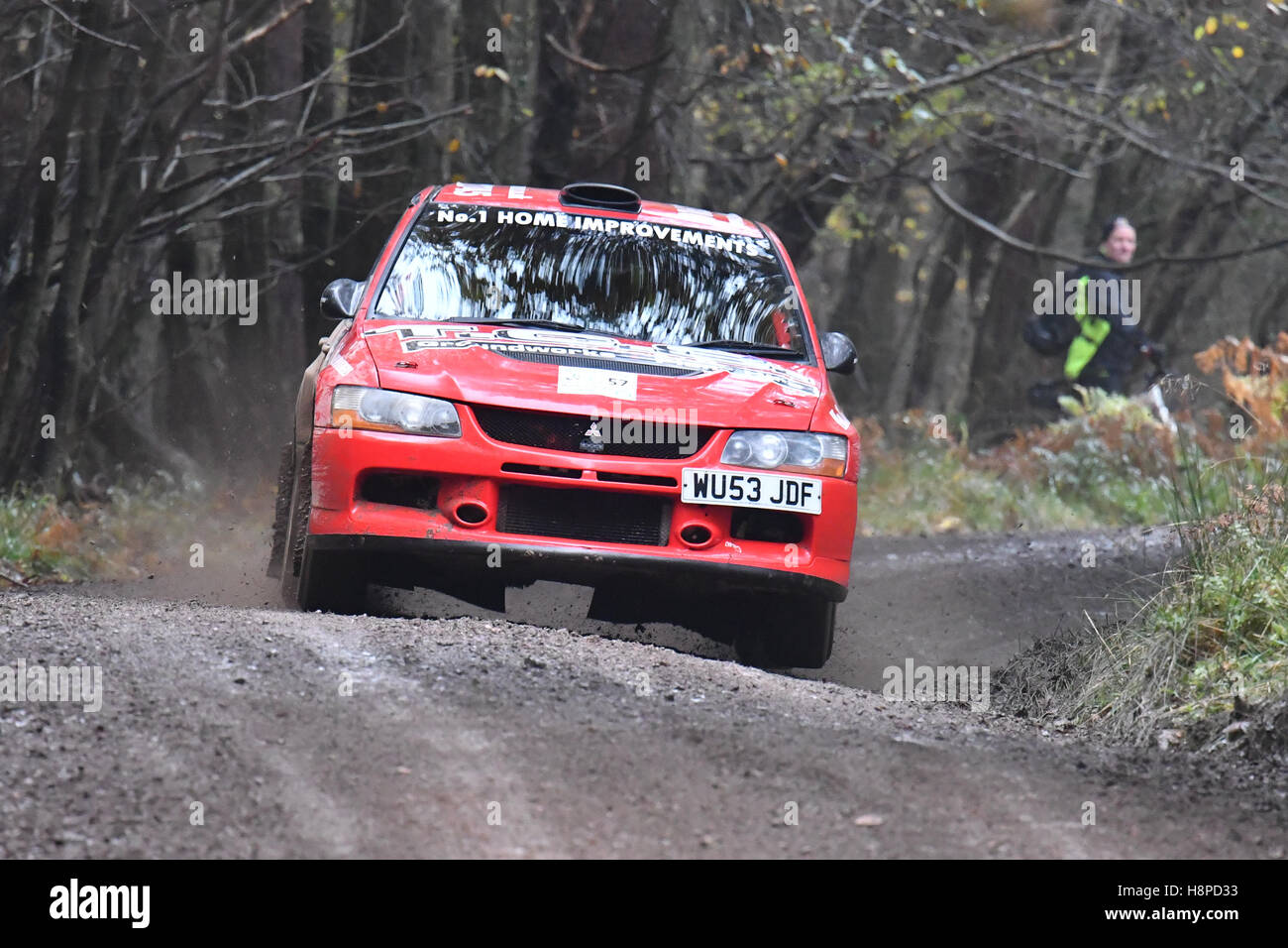 A rally car on the Crabtree stage of the 2016 Wyedean Rally in the ...