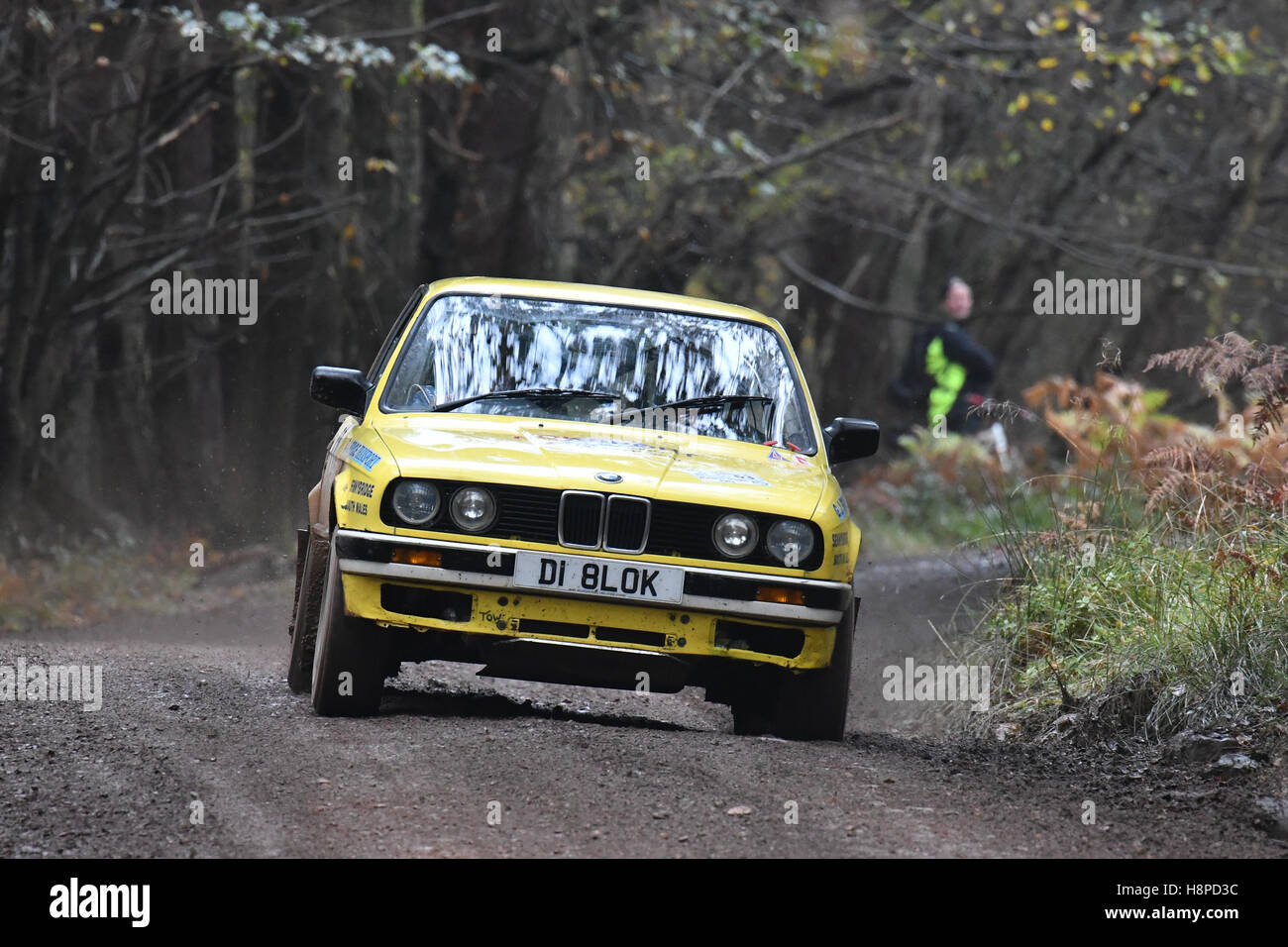 A rally car on the Crabtree stage of the 2016 Wyedean Rally in the ...