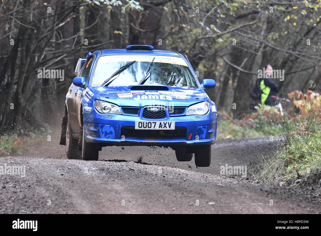A rally car on the Crabtree stage of the 2016 Wyedean Rally in the ...