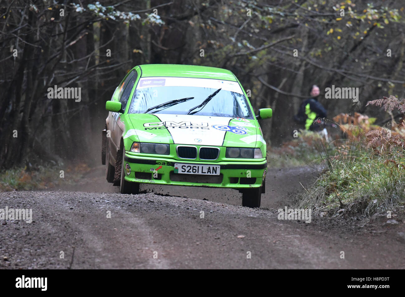 A rally car on the Crabtree stage of the 2016 Wyedean Rally in the ...
