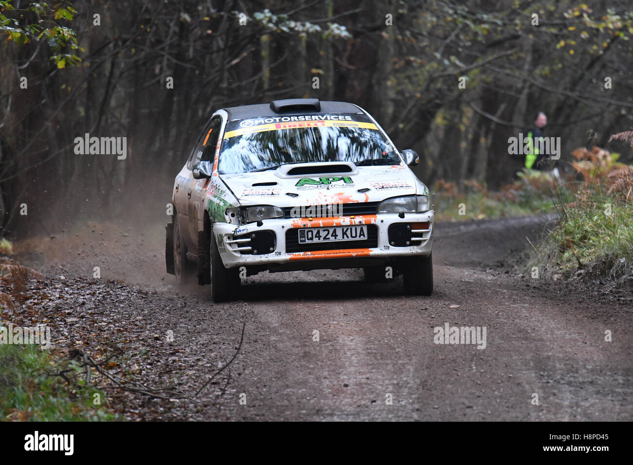 A rally car on the Crabtree stage of the 2016 Wyedean Rally in the ...