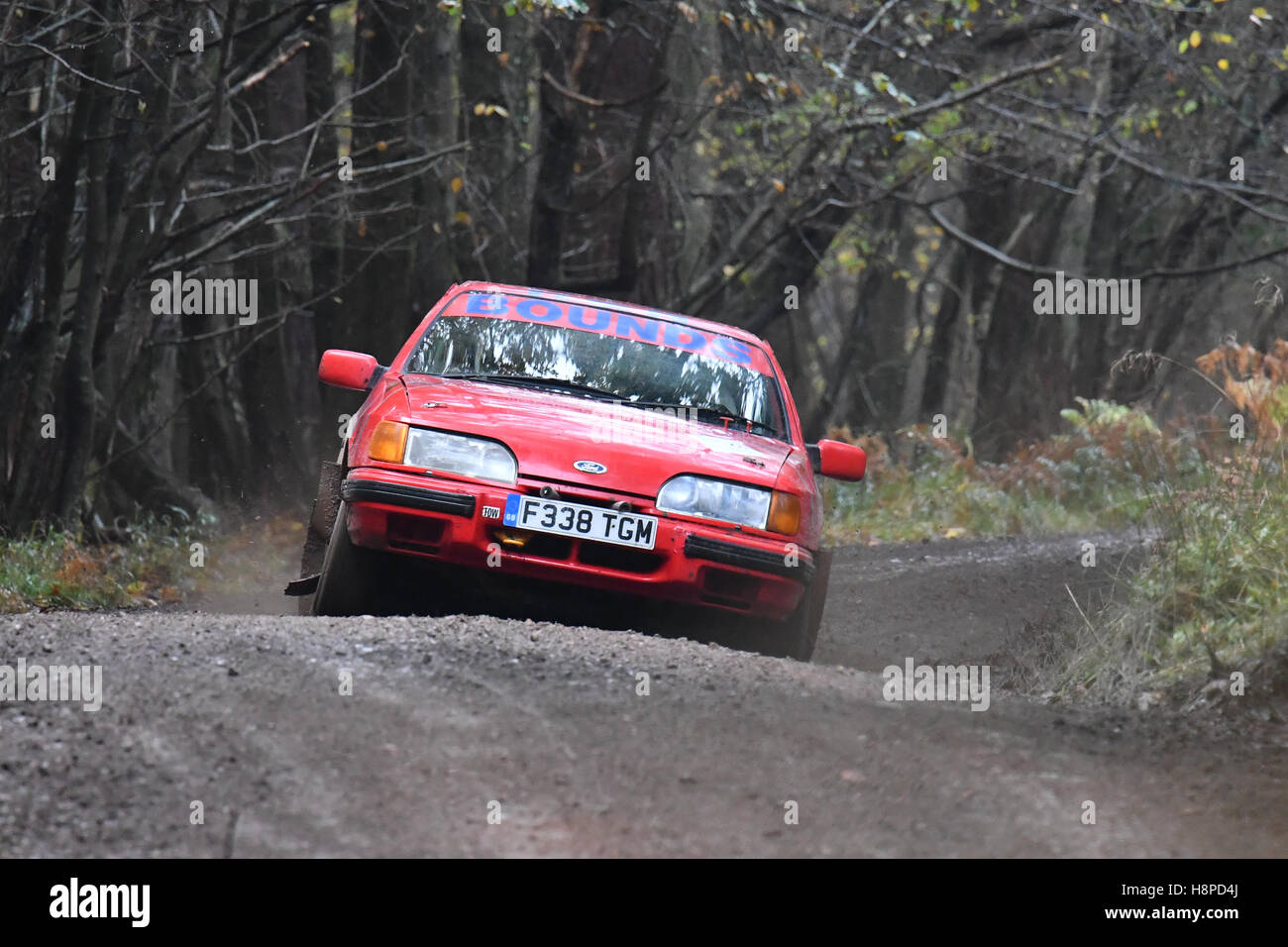A rally car on the Crabtree stage of the 2016 Wyedean Rally in the ...