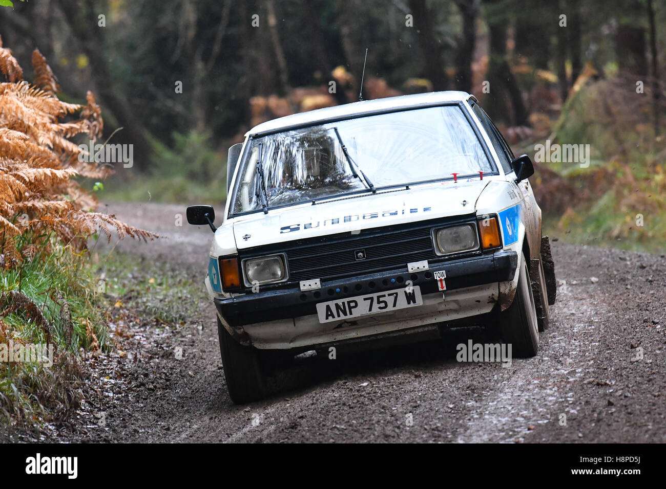 A rally car on the Crabtree stage of the 2016 Wyedean Rally in the ...