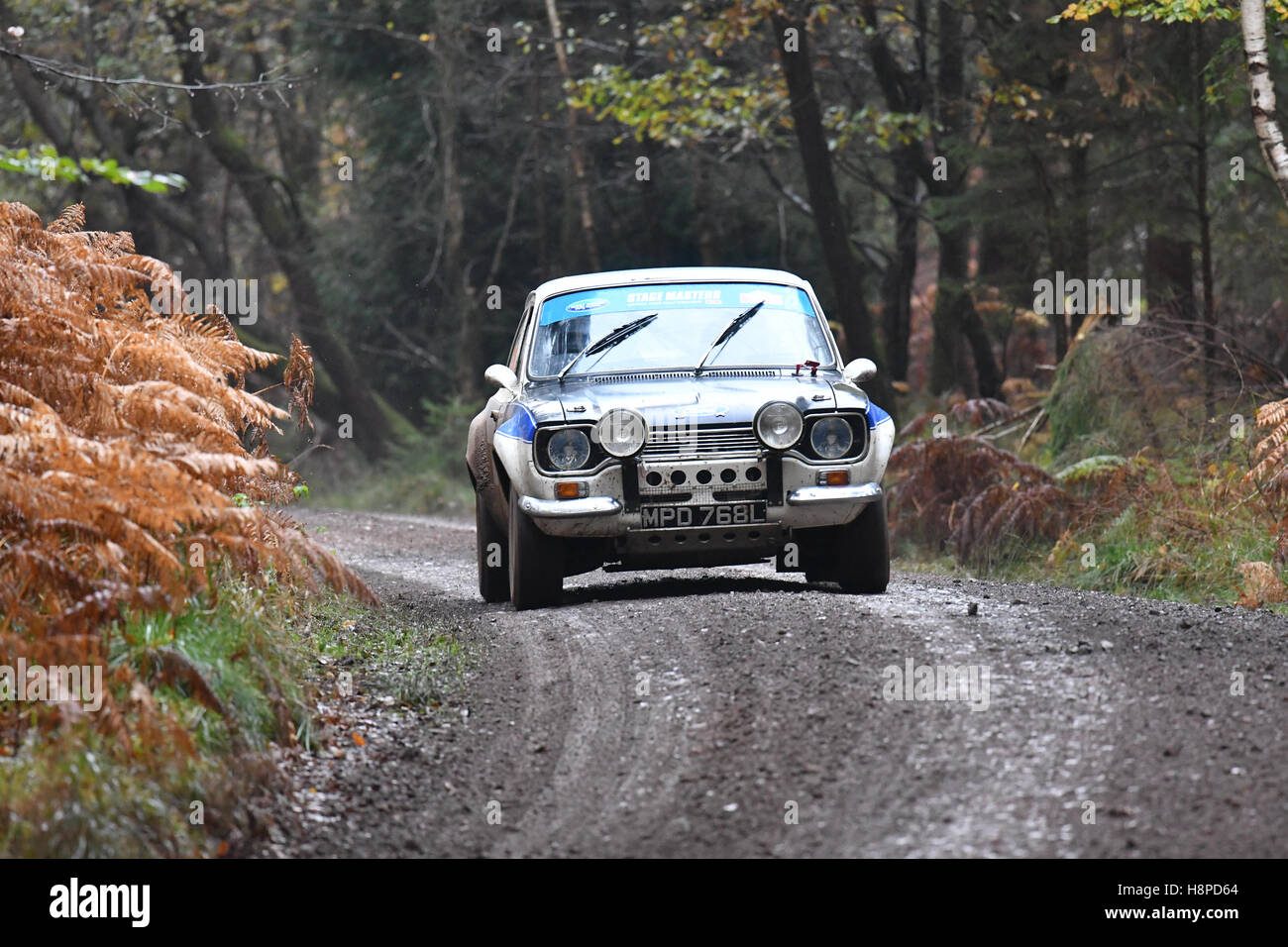 A rally car on the Crabtree stage of the 2016 Wyedean Rally in the ...