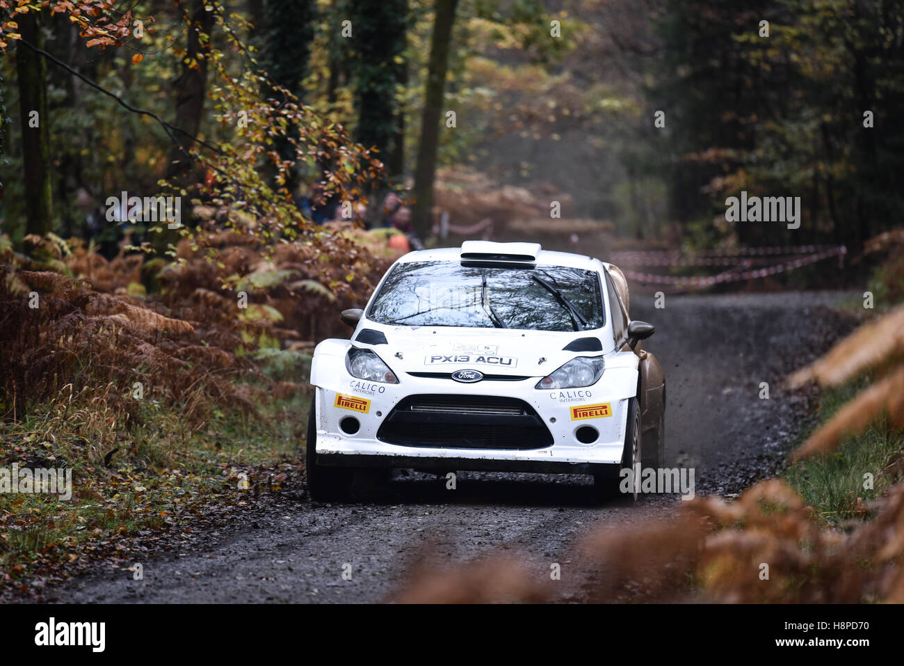 A rally car on the Crabtree stage of the 2016 Wyedean Rally in the ...