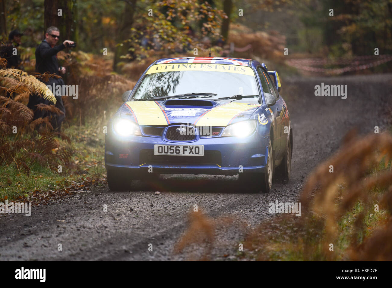 A rally car on the Crabtree stage of the 2016 Wyedean Rally in the ...