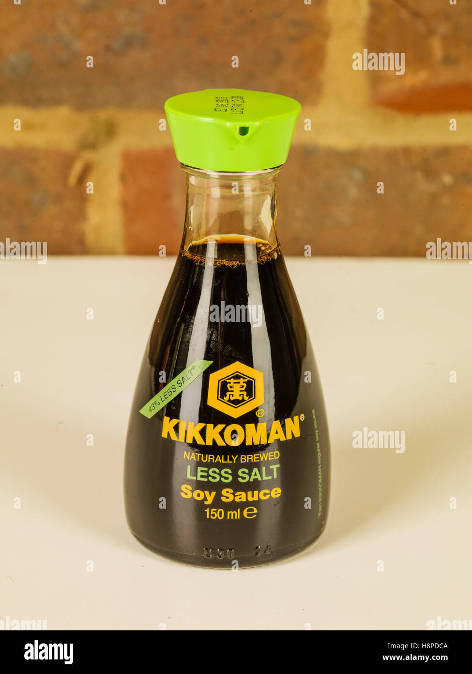 Bottle of Kikkoman Less Salt Soy Sauce Stock Photo - Alamy