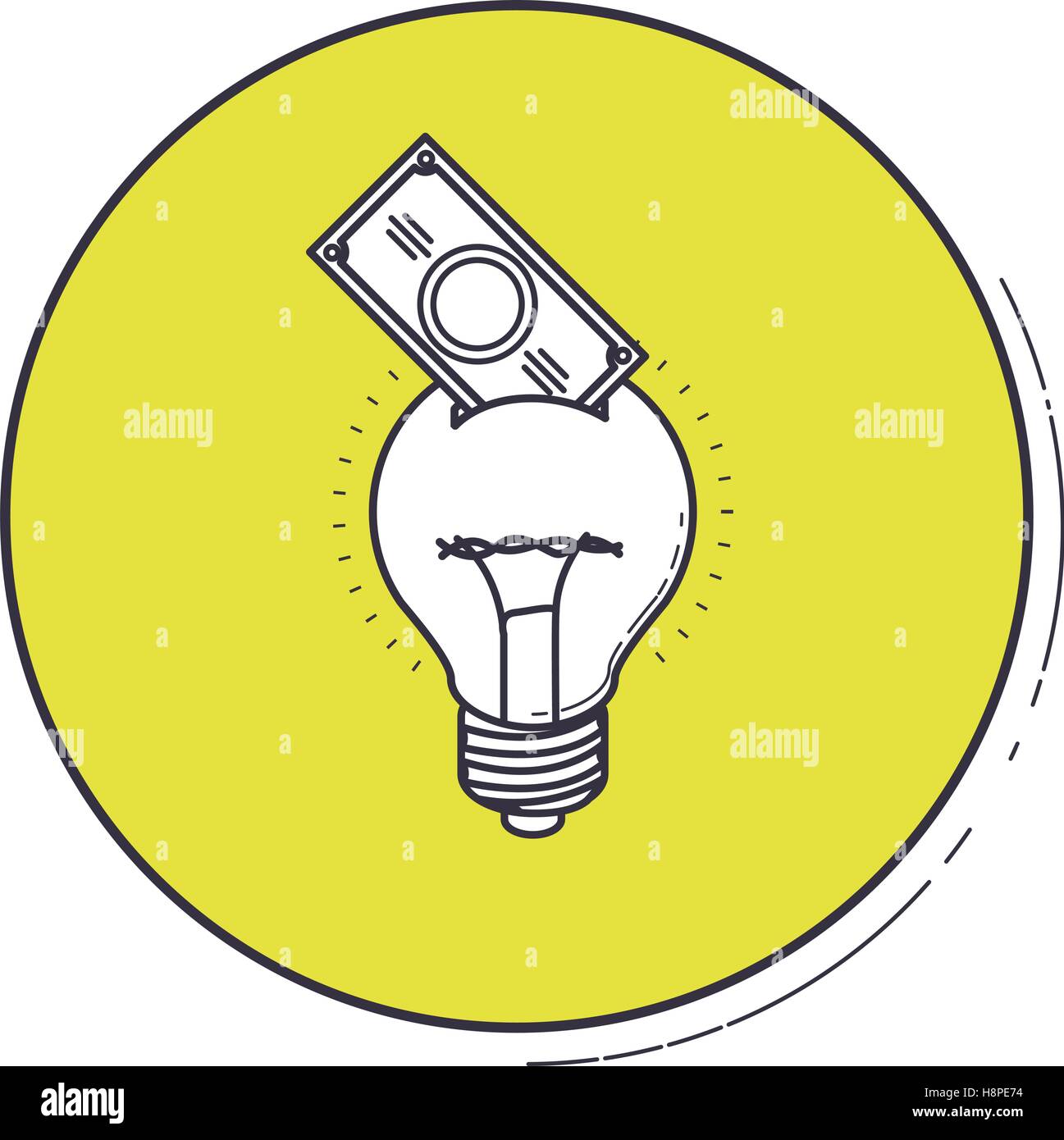 Light bulb and bill draw icon. Energy power technology and electricity ...