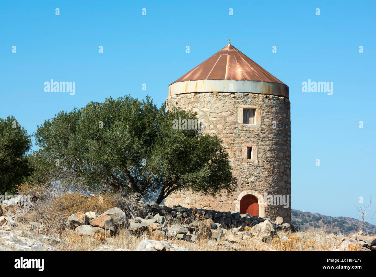 Griechenland, Kreta, Windmühle bei Skinias an der Strasse von Vrouchas ...