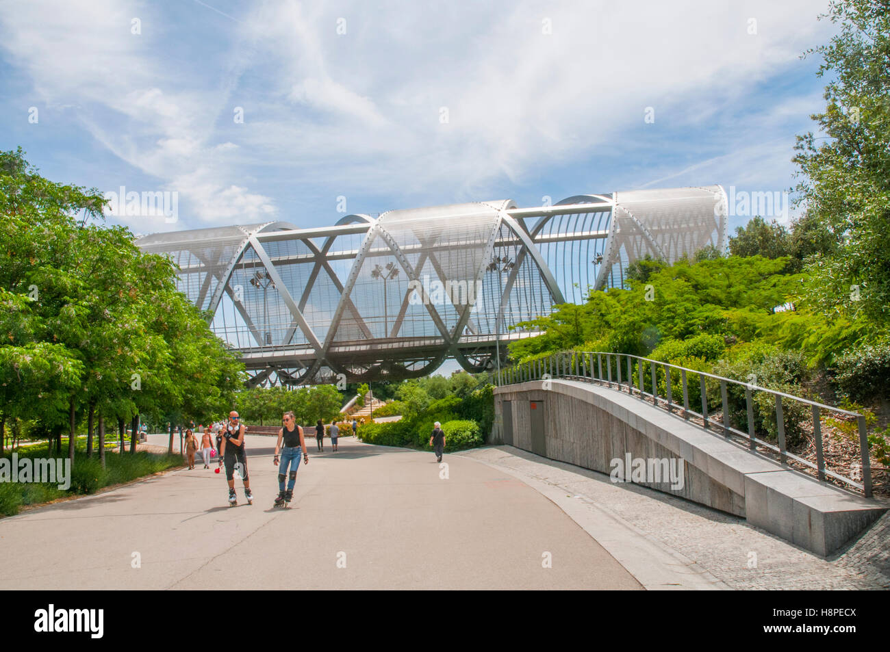 Bridge by Perrault. Madrid Rio park, Madrid, Spain Stock Photo - Alamy