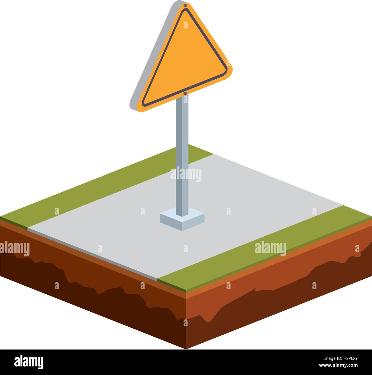 yellow road sign icon. Isometric 3d structure and perspective theme ...