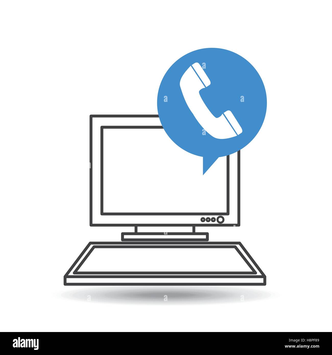 computer desktop telephone communication social network vector ...