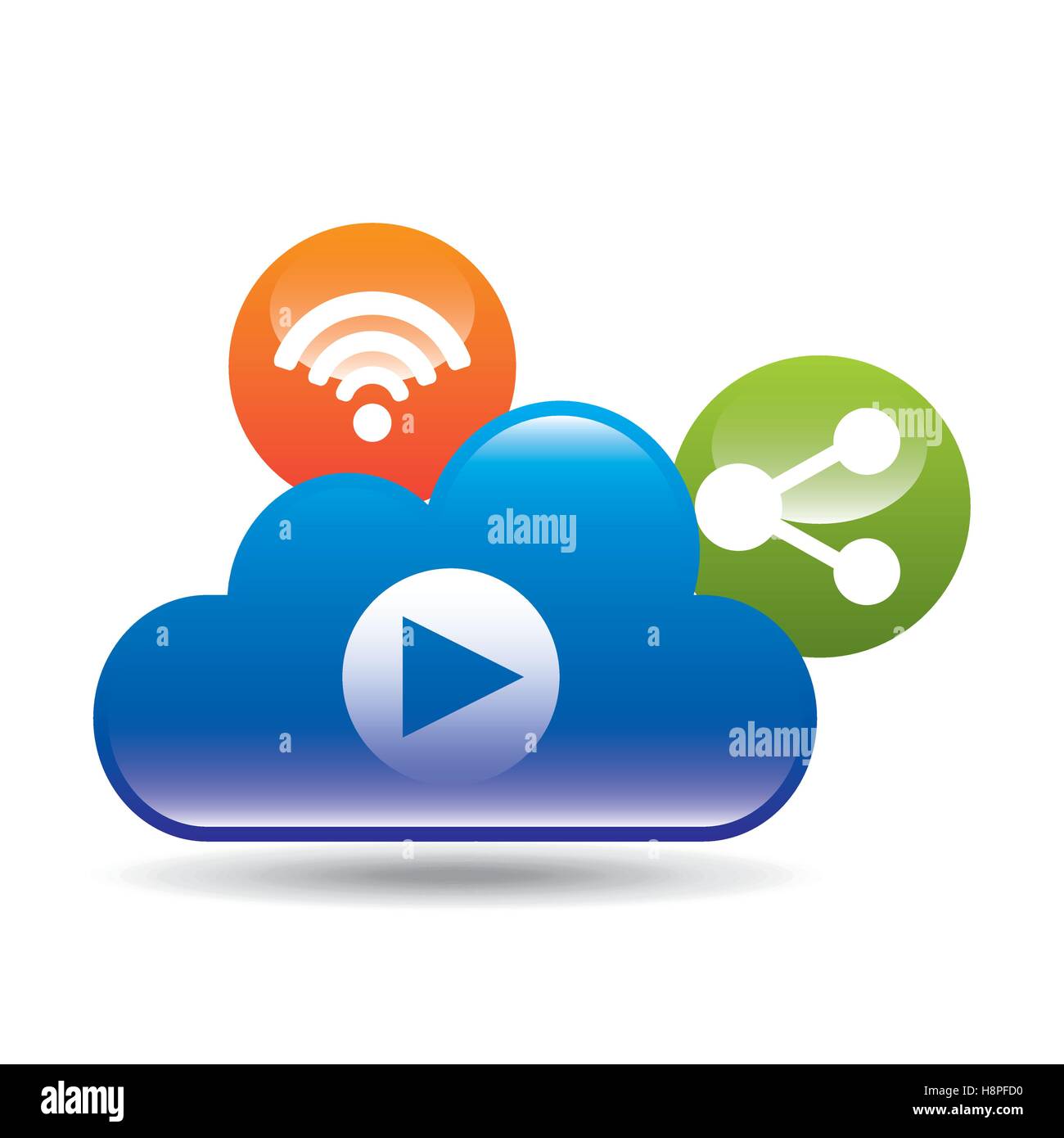 cloud concept video play internet share graphic vector illustration eps ...