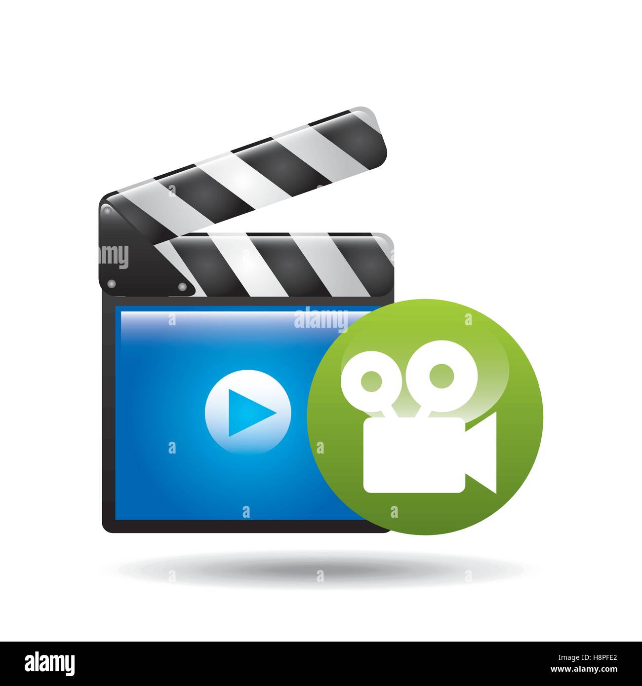 video player concept clapper and movie camera vector illustration eps ...