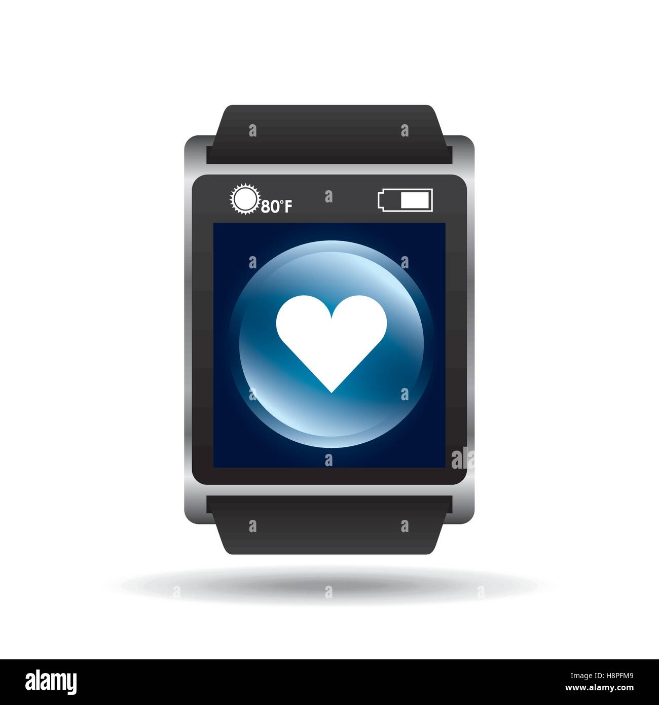 smart watch blue screen heart icon media vector illustration eps 10 ...
