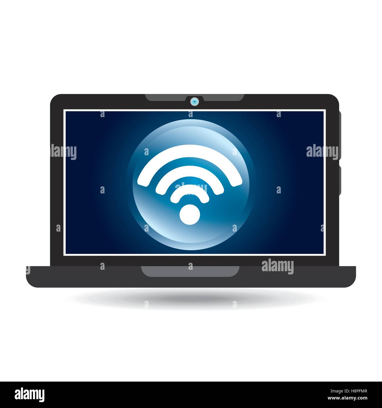 laptop blue display internet social media vector illustration eps 10 ...