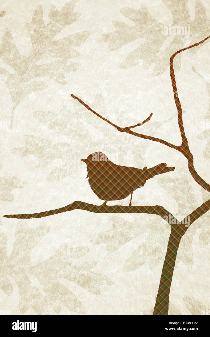Illustration artwork bird in tree Stock Photo - Alamy