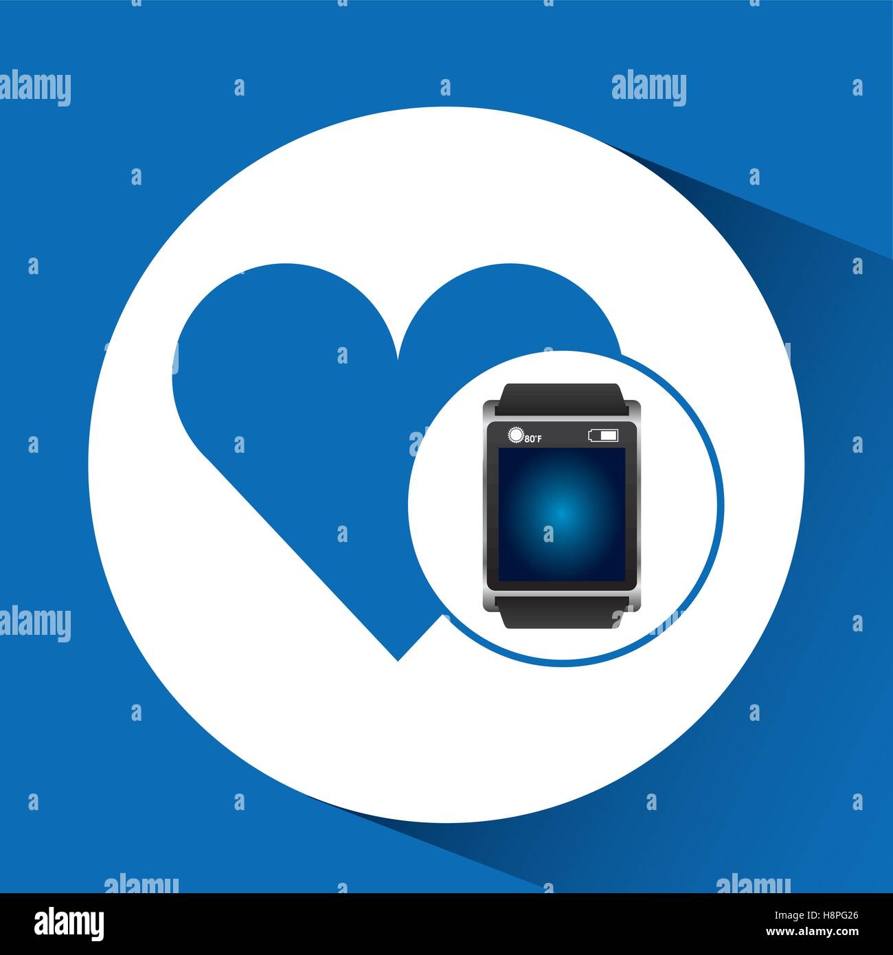 smart watch blue screen heart icon media vector illustration eps 10 ...