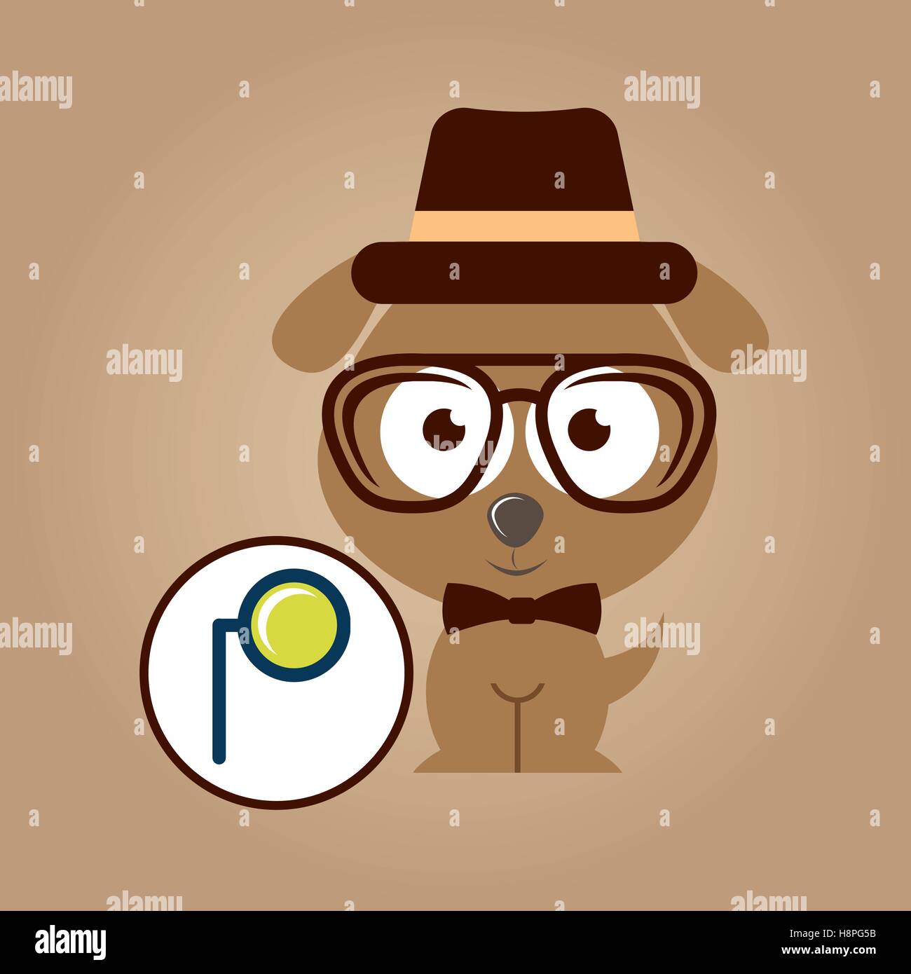 doggy hipster concept, monocle style vintage vector illustration eps 10 ...
