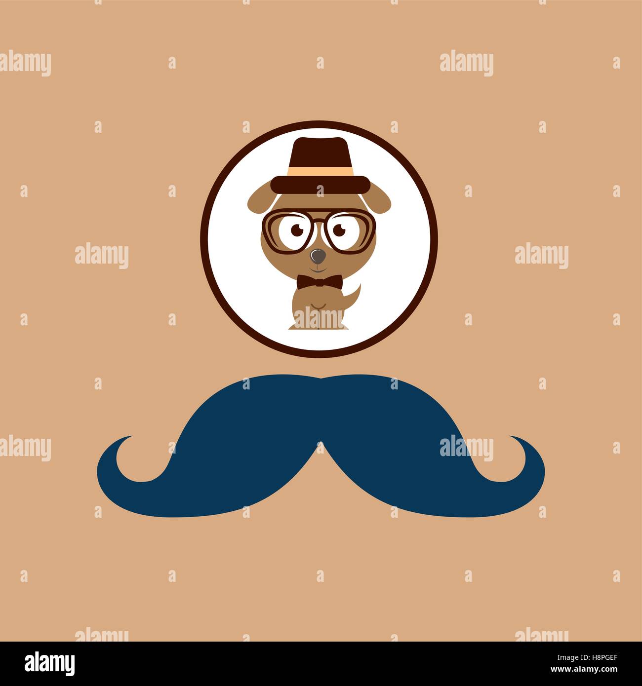 doggy hipster concept, mustache style vector illustration eps 10 Stock ...