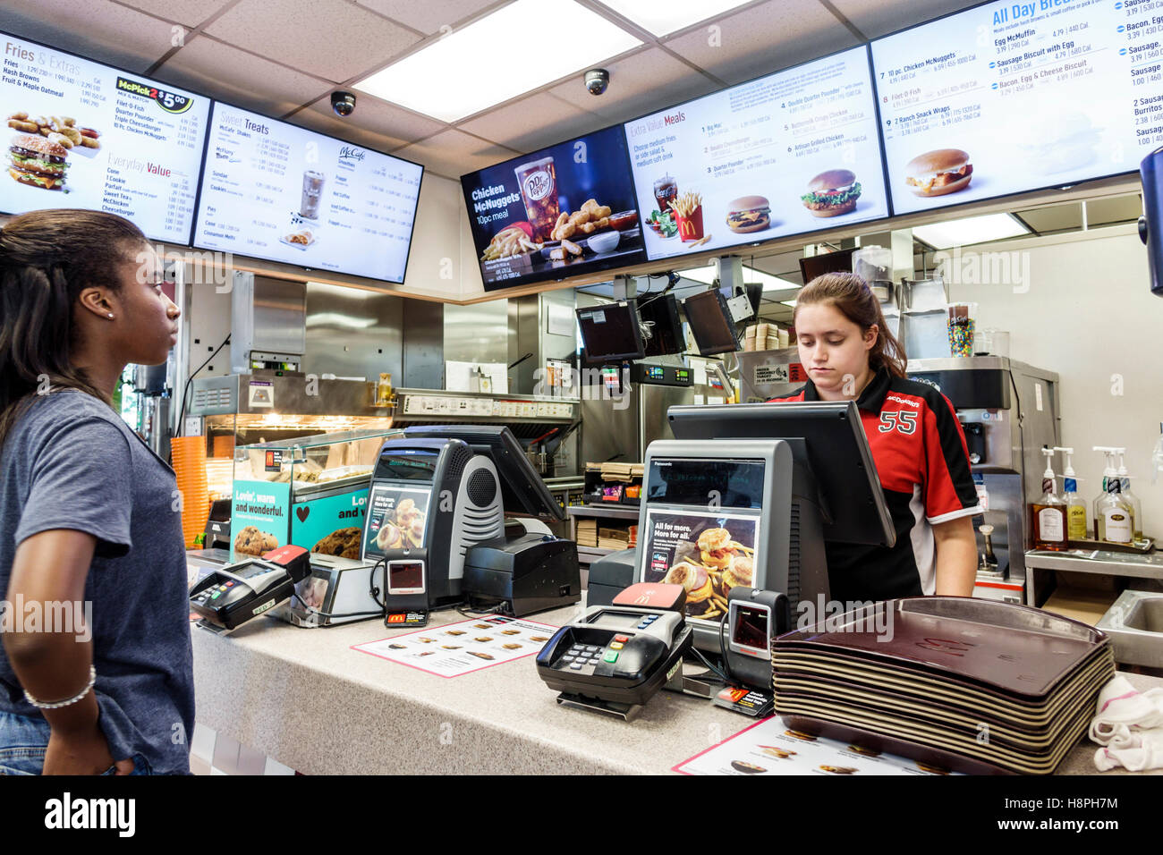 Mcdonalds restaurant fast food counter ordering High Resolution Stock ...