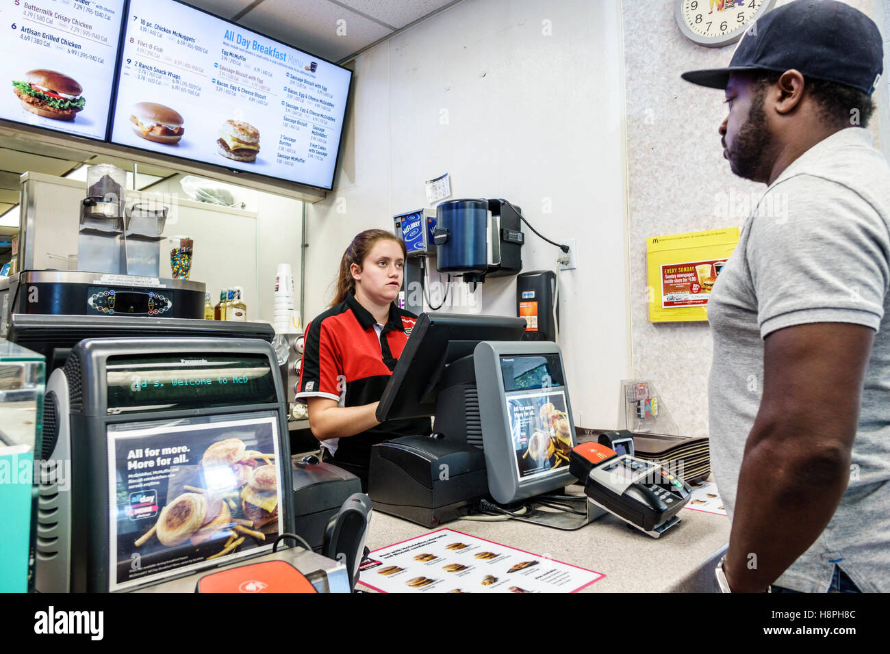 Mcdonalds restaurant fast food counter ordering High Resolution Stock ...