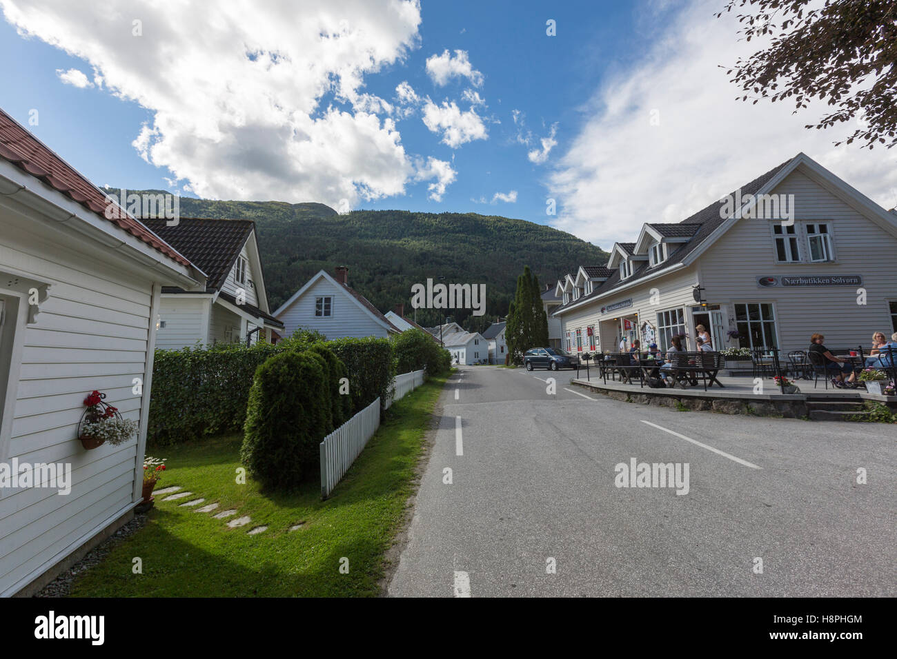 Solvorn main street, a village in Luster Municipality in Sogn og ...