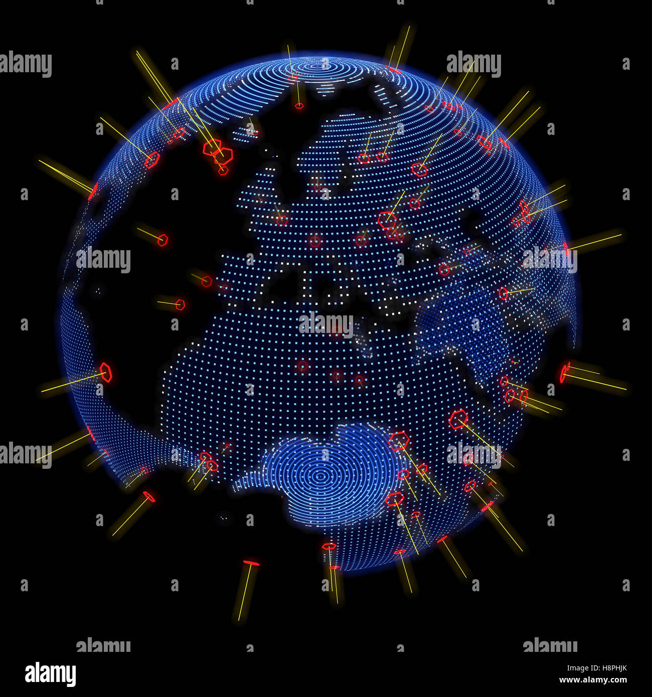 Abstract world globe, hologram, world map, particle Stock Photo - Alamy