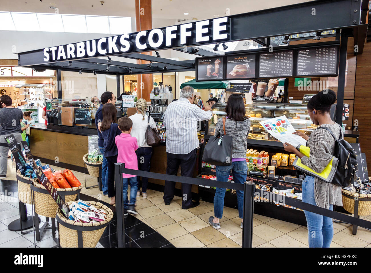 Miami Florida,International Mall,Starbucks Coffee,counter,line,queue ...