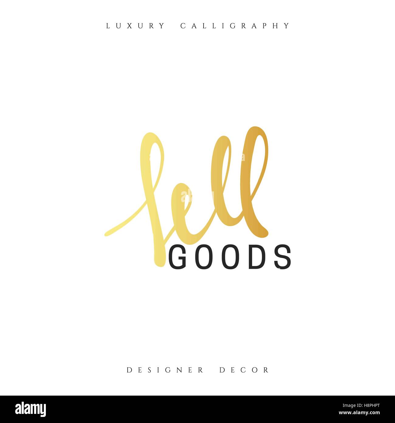 Calligraphic handmade lettering sell goods, the color gold luxury ...