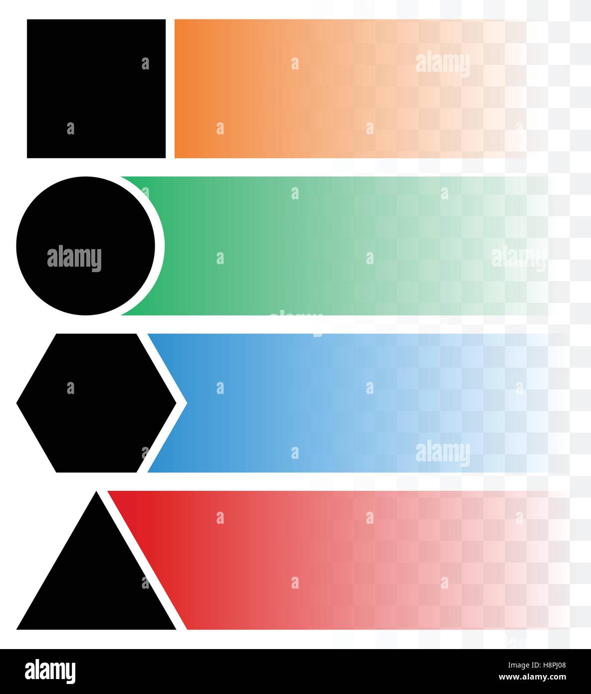 Fading banners with basic shapes / Shapes casting transparent trails ...