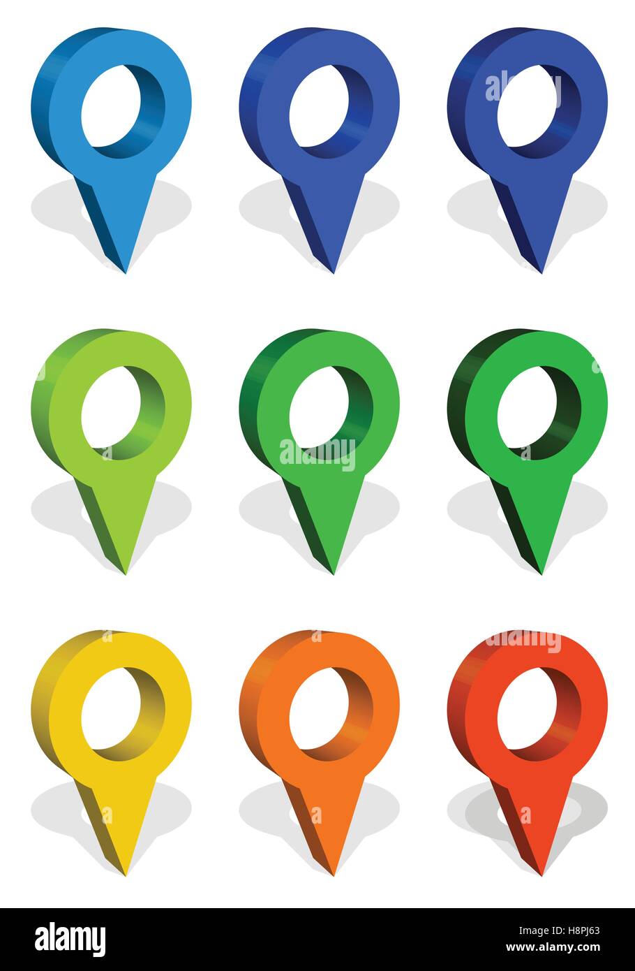 Map marker, map pin icon set in 9 colors Stock Vector Image & Art - Alamy
