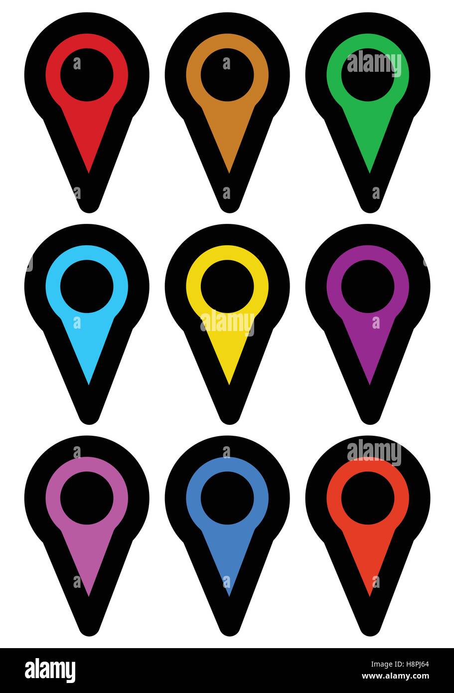 map marker, map pin icons in more color Stock Vector Image & Art - Alamy