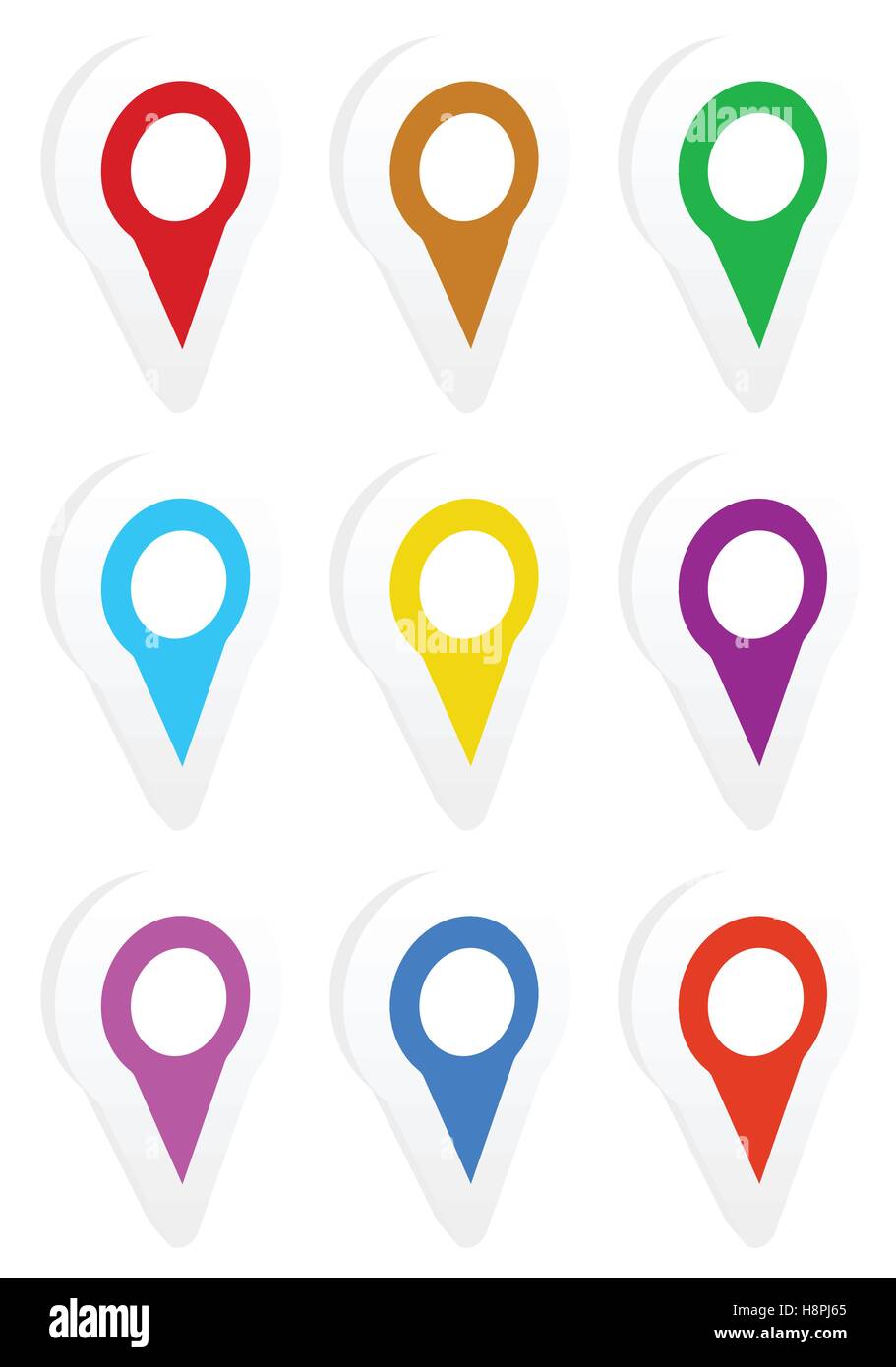 Map marker, map pin icon set in 9 colors Stock Vector Image & Art - Alamy