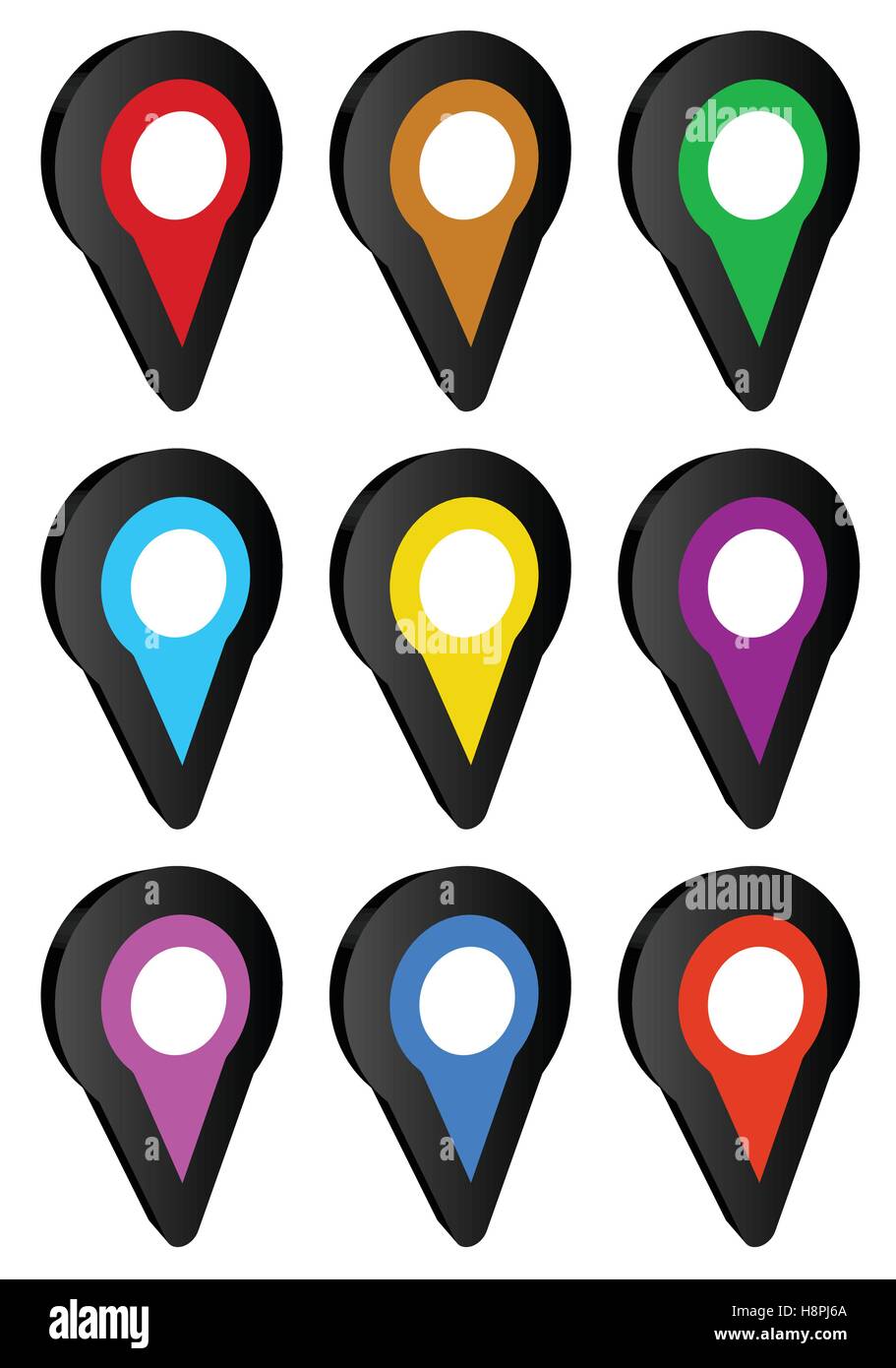 Map marker, map pin icon set in 9 colors Stock Vector Image & Art - Alamy