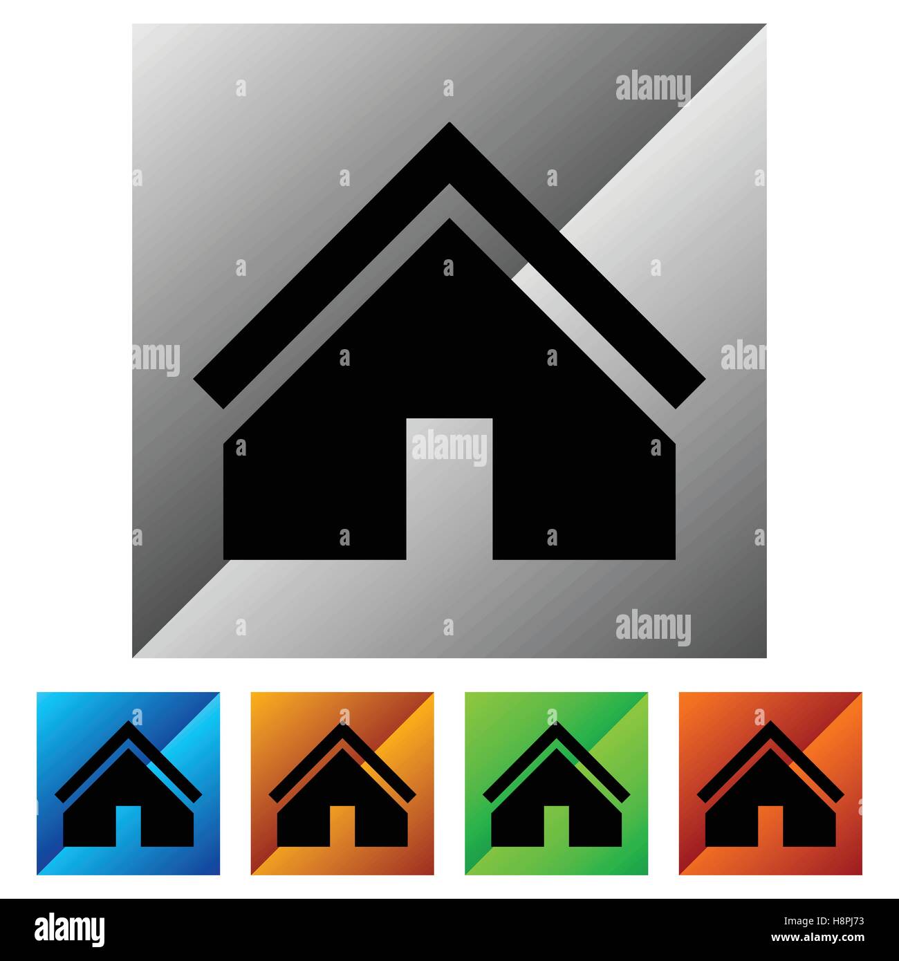 House icon in 5 color for real estate concept / Home button Stock ...